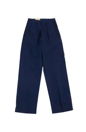 FORTELA Double Pleat Cotton Trousers - Blue