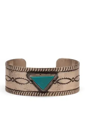 FORTELA Engraved Bracelet With Turquoise Stone