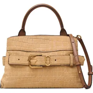 Marc Jacobs The Small Dakota Croc Embossed Suede Satchel - Sahara