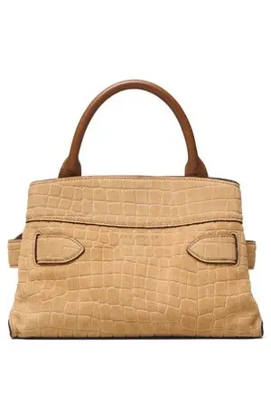 Marc Jacobs The Small Dakota Croc Embossed Suede Satchel - Sahara