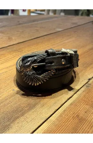 FORTELA Western Buckle Leather Belt - Black
