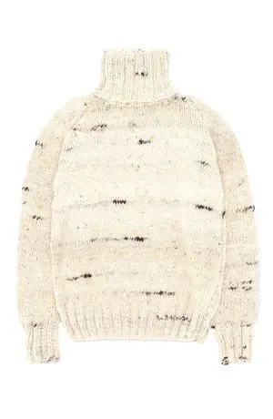 FORTELA Merino Wool Turtleneck Pullover - Ecru