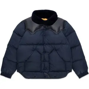 FORTELA Christy Shearling Collar Nylon Jacket - Navy Blue