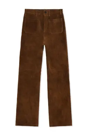 FORTELA High Waist Suede Leather Trousers - Brown
