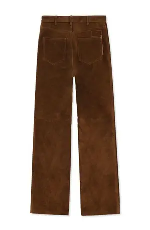FORTELA High Waist Suede Leather Trousers