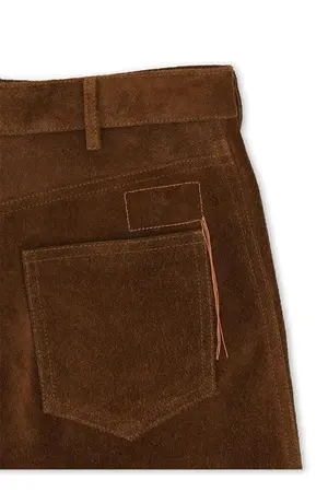FORTELA High Waist Suede Leather Trousers