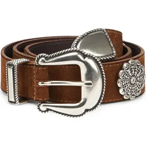FORTELA Suede Leather Belt - Brown