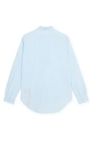 FORTELA Woven Striped Patch Pocket Shirt - Light Blue