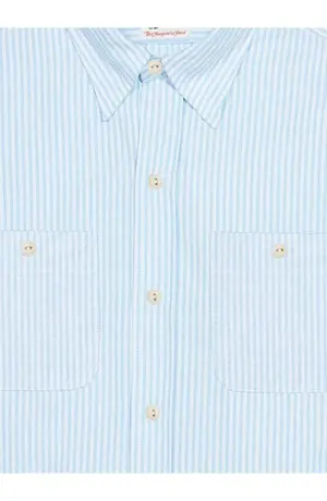 FORTELA Woven Striped Patch Pocket Shirt - Light Blue