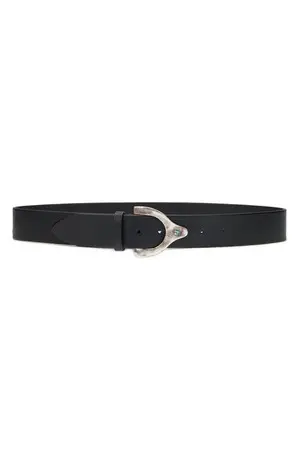 FORTELA Aged Silver And Turquoise Buckle Belt - Black