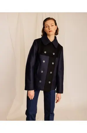 FORTELA Patchwork Wool Caban Jacket