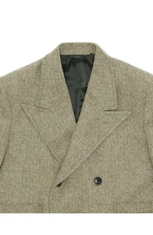 FORTELA Double Breasted Herringbone Bogart Coat - Green