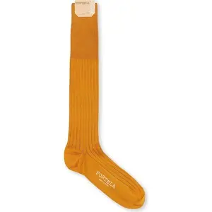 FORTELA Scottish Cotton Knee-High Socks Mustard