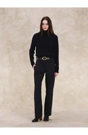 FORTELA Cotton Gabardine Pleated Trousers - Blue