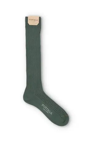 FORTELA Fine Ribbed Cotton Socks - Beige