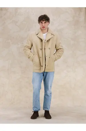 FORTELA Shearling Double-breasted Jacket - Beige