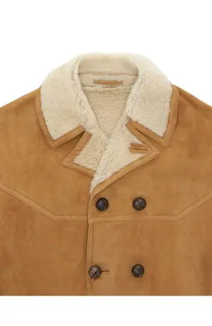 FORTELA Shearling Double-breasted Jacket - Camel
