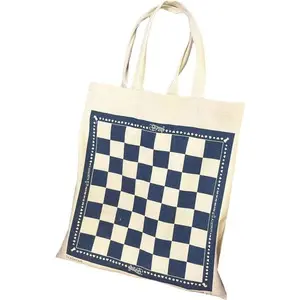FORTELA Damier Print Canvas Tote Bag - Blue White