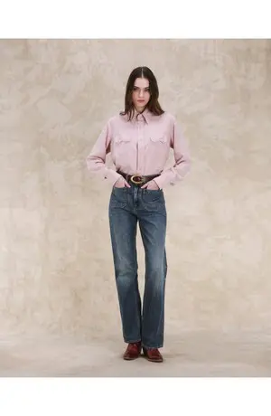 FORTELA Silk Texan Shirt - Pink