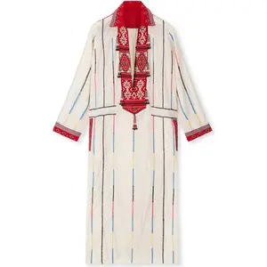 FORTELA Adish Bicolor Muslin Caftan - Ecru