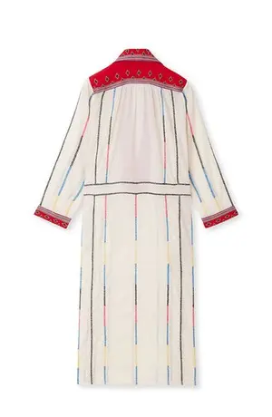 FORTELA Adish Bicolor Muslin Caftan - Ecru