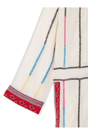 FORTELA Adish Bicolor Muslin Caftan - Ecru