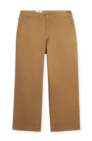 FORTELA Herringbone Wide Leg Chino Pants - Camel