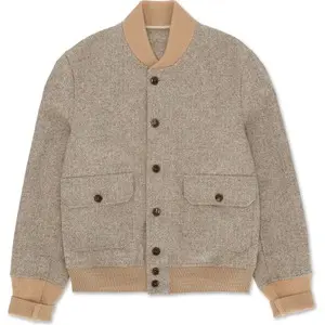 FORTELA Herringbone Wool Bomber Jacket