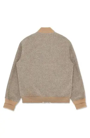 FORTELA Herringbone Wool Bomber Jacket