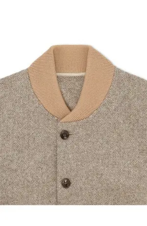 FORTELA Herringbone Wool Bomber Jacket