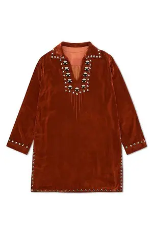 FORTELA Velvet Shirt With Studs - Silver