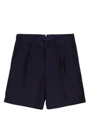 FORTELA Cotton Bermuda Shorts With Pleats - Blue
