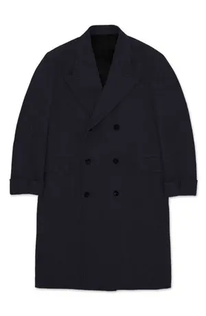 FORTELA Double Breasted Wool Coat - Blue