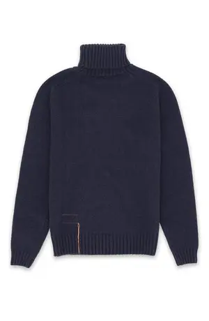 FORTELA High Neck Merino Wool Jumper - Navy Blue