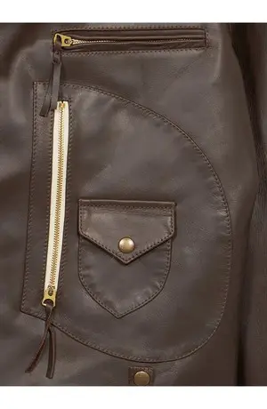 FORTELA Biker Leather Jacket - Brown