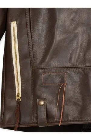 FORTELA Biker Leather Jacket - Brown
