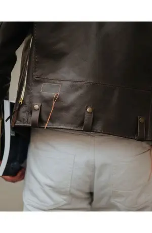 FORTELA Biker Leather Jacket - Brown