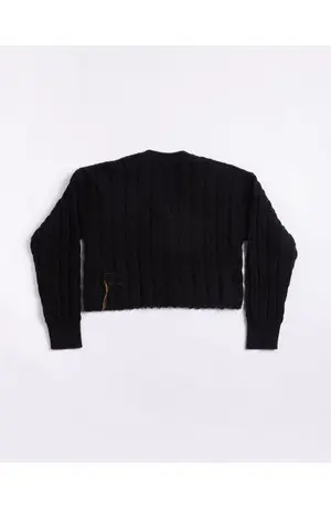 FORTELA Cotton Knit V-neck Sweater - Black