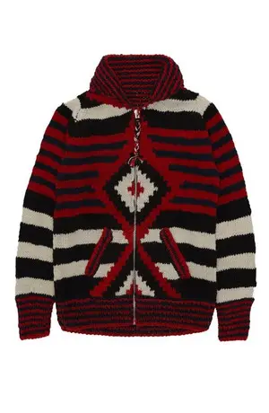 FORTELA Diamond Pattern Merino Wool Cardigan