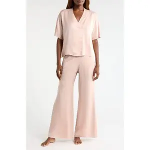 Lunya Washable Silk Crossover Pajamas Delicate Pink