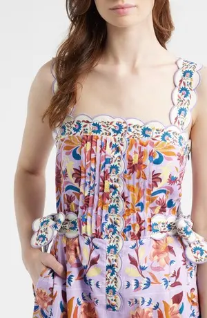 Farm Rio Floral Linen-blend Romper