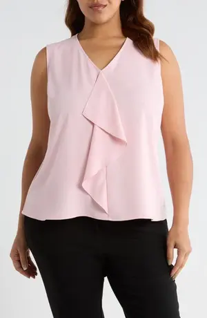 KASPER Cascade Ruffle Sleeveless Top