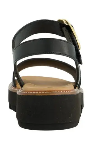 Paul Green Darcy Ankle Strap Platform Sandal - Black Leather