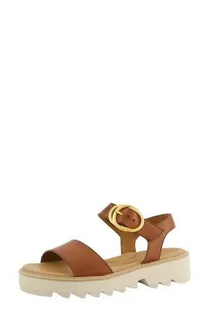 Paul Green Darcy Ankle Strap Platform Sandal - Cognac Leather