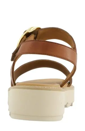 Paul Green Darcy Ankle Strap Platform Sandal - Cognac Leather
