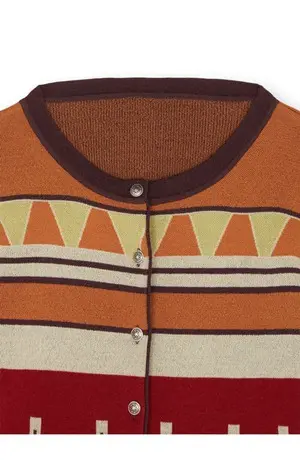 FORTELA Geometric Pattern Cardigan - Multicolor