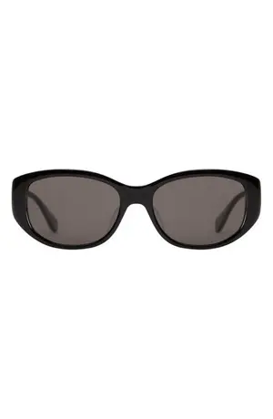 MOHALA EYEWEAR Melialani Polarized Contourbridge™ Oval Sunglasses - Black Lava/gray Lenses