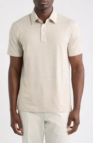 G/fore All Play Stripe Performance Golf Polo - Dune