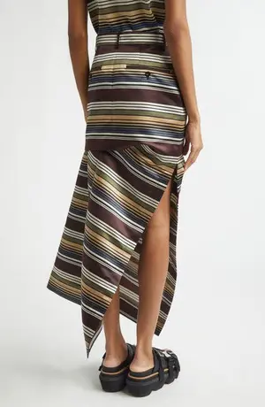 Sacai Striped Satin Midi Skirt