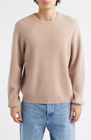 FRAME Crewneck Wool & Silk Rib Sweater